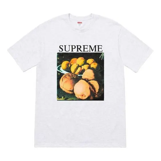 Supreme Fw18 Still Life Tee Ash Alphabet Printing Short Sleeve Gray White - Grey