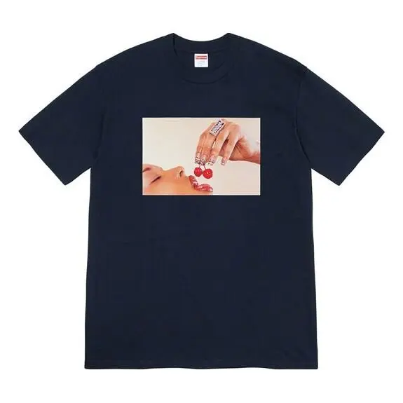 Supreme Ss20 Week 1 Cherries Tee Cherry Short Sleeve Navy - Blue