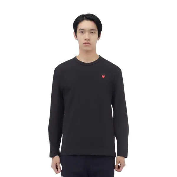 Play Comme Des Garcon Ss25 Mini Heart Long Sleeve T-shirt - Black
