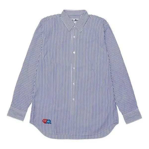 Play Comme Des Garcon Fw25 Double Pixel Heart Shirt 'blue White