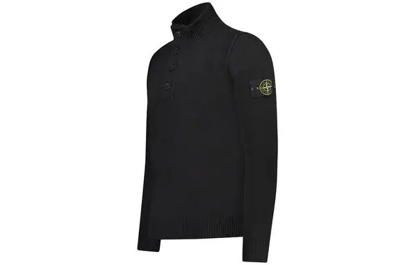 Stone Island Wappen Patch High Neck Half Button Knit