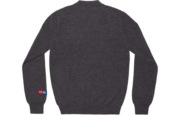 Play Comme Des Garcon X Invader Double Pixel Heart Cardigan - Grey
