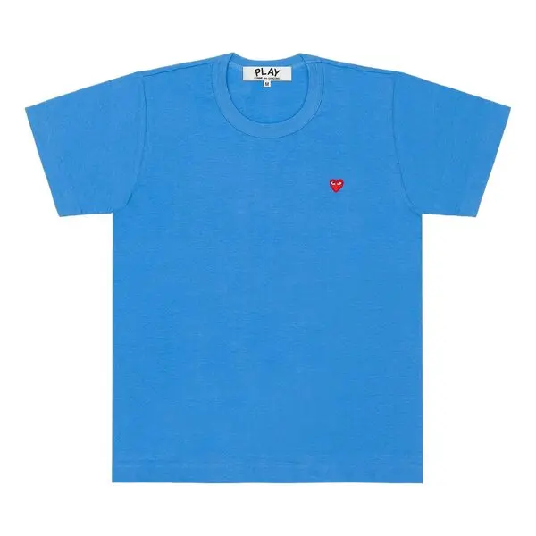 Play Comme Des Garcon Color Series T-shirt Small Red Heart Emblem - Blue