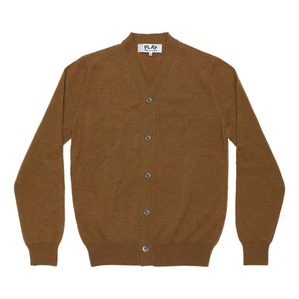 Play Comme Des Garcon Cardigan With Heart Applique - Tan