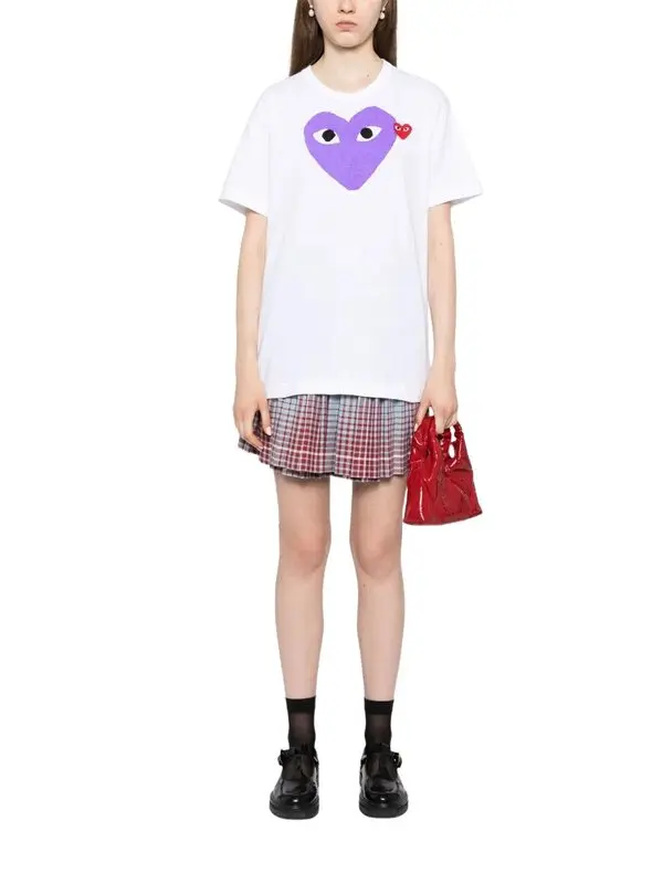 Play Comme Des Garcon Ss25 Red Heart Printed Purple Heart T-shirt