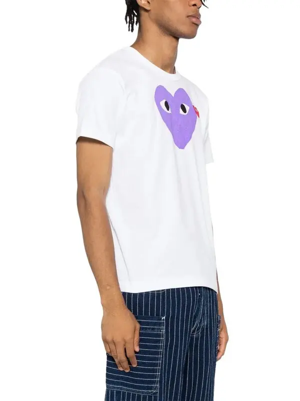 Play Comme Des Garcon Ss25 Red Heart Printed Purple Heart T-shirt