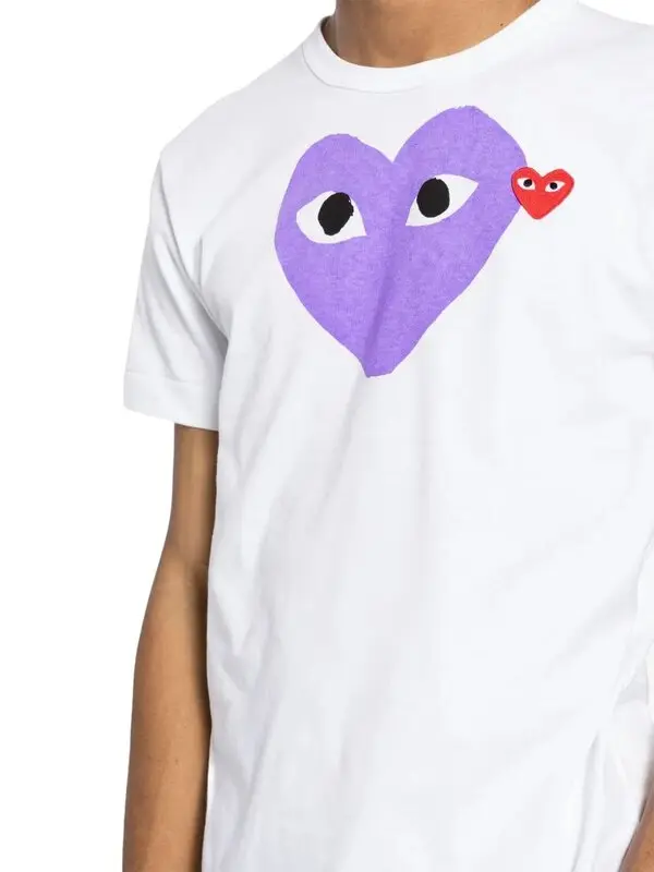 Play Comme Des Garcon Ss25 Red Heart Printed Purple Heart T-shirt