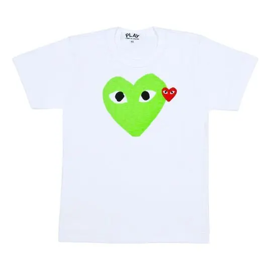 Play Comme Des Garcon Heart" T-shirt - White/green