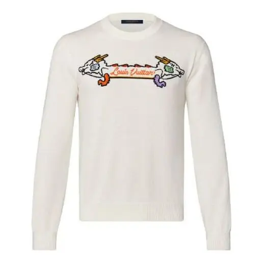 LOUIS VUITTON X Nigo2 Crossover Lv2 Ss22 Dragon Cartoon Printing Pullover - White