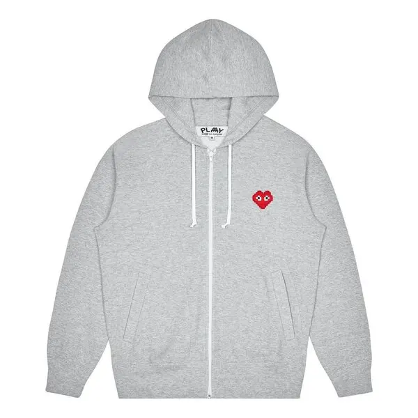 Play Comme Des Garcon Invaders Zip Hooded Sweatshirt - Grey