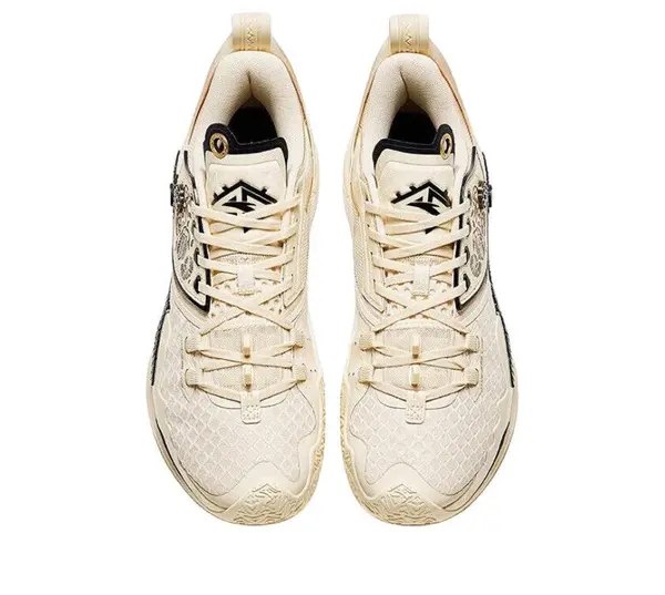 ANTA Shock Wave 5 Pro 'fossil' High-top Athletic Sneakers - Beige/black