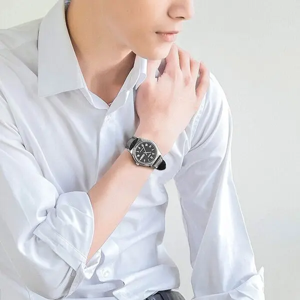 Casio Analog Watch With Leather Band And Water Resistance