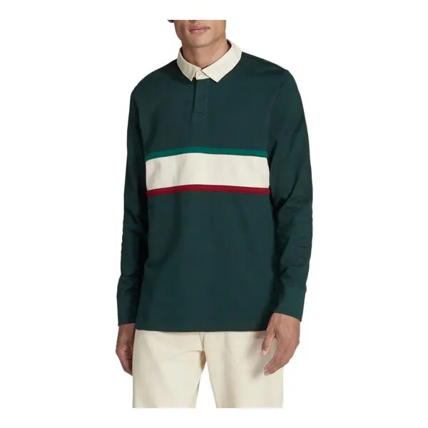 Adidas Fmf Ls Ls Stripe Lapel Pullover Long Sleeves Green Polo Shirt