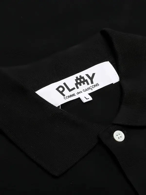 Play Comme Des Garcon Ss25 X Invader Pixel Heart Polo Shirt - Black