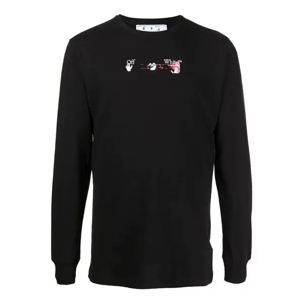 Off-White Ss22 Arrow Pattern Printing Long Sleeves Black T-shirt