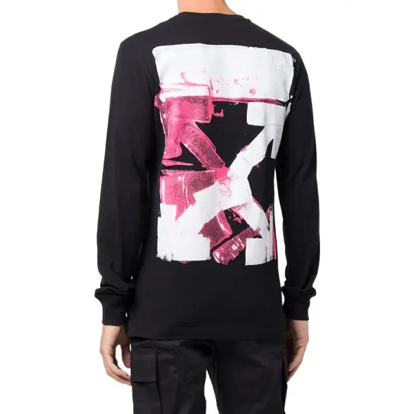 Off-White Ss22 Arrow Pattern Printing Long Sleeves Black T-shirt