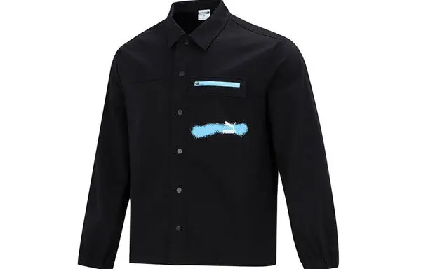 PUMA Logo Printed Loose Woven Lapel Jacket