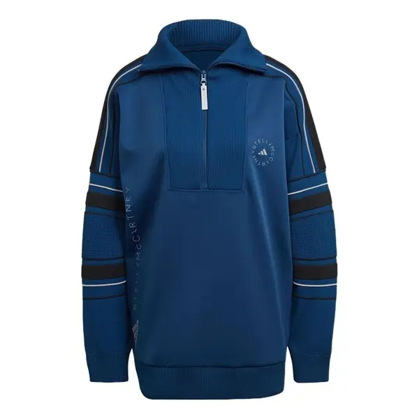 Adidas Stella Mccartney Knit Mix Pullover 'blue - Mystery Blue