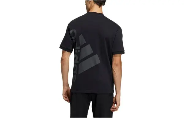 Adidas Solid Color Back Large Logo Alphabet Printing Short Sleeve Black T-shirt