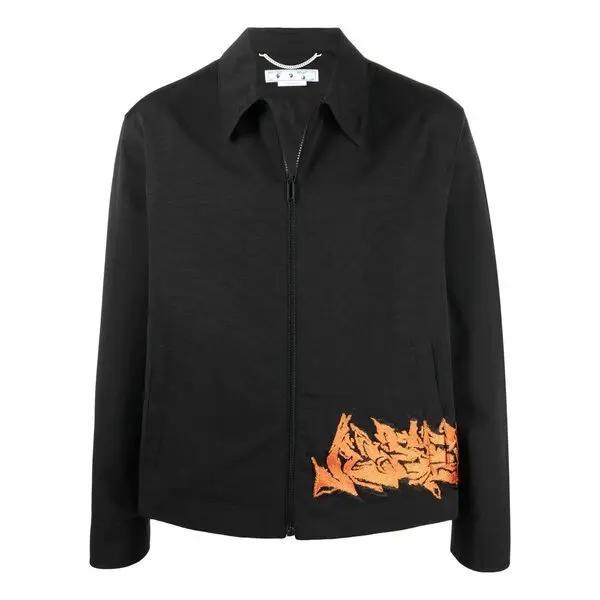 Off-White Embroidered Zipper Jacket