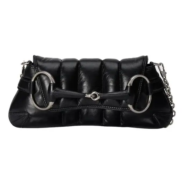 Gucci Horsebit Chain Small Shoulder Bag - Black