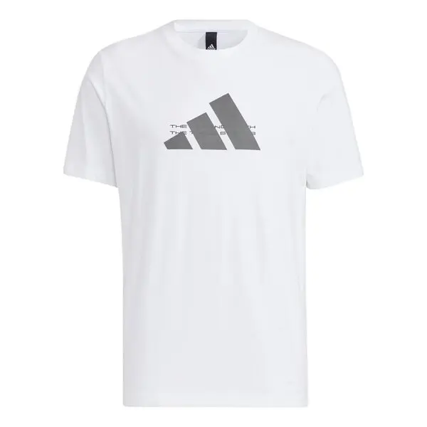 Adidas Alphabet Large Logo Printing Round Neck Short Sleeve White - Multi-color