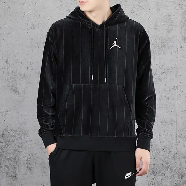 JORDAN Air Stripe Fleece Hoodie - Black