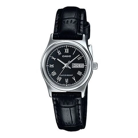 Casio Quartz Analog Watch With Leather Strap - Black