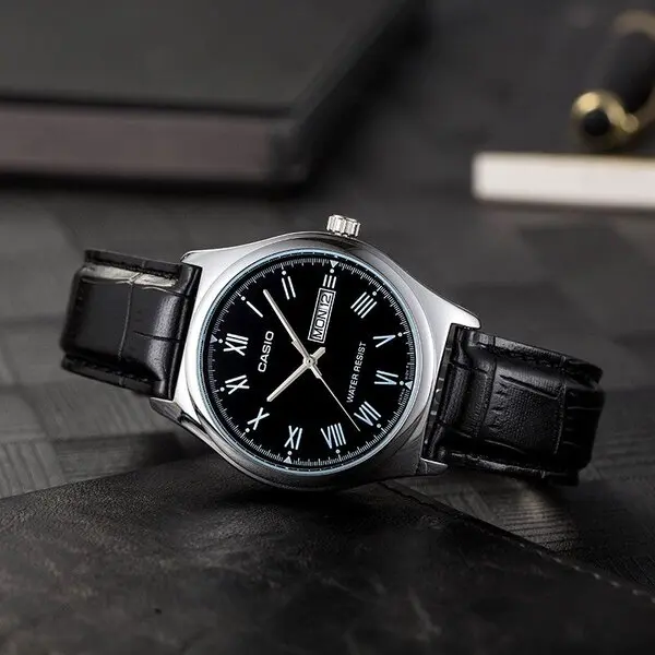 Casio Quartz Analog Watch With Leather Strap