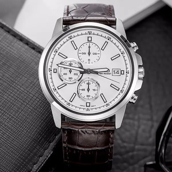 Casio Edifice Analog Chronograph Leather Strap Watch