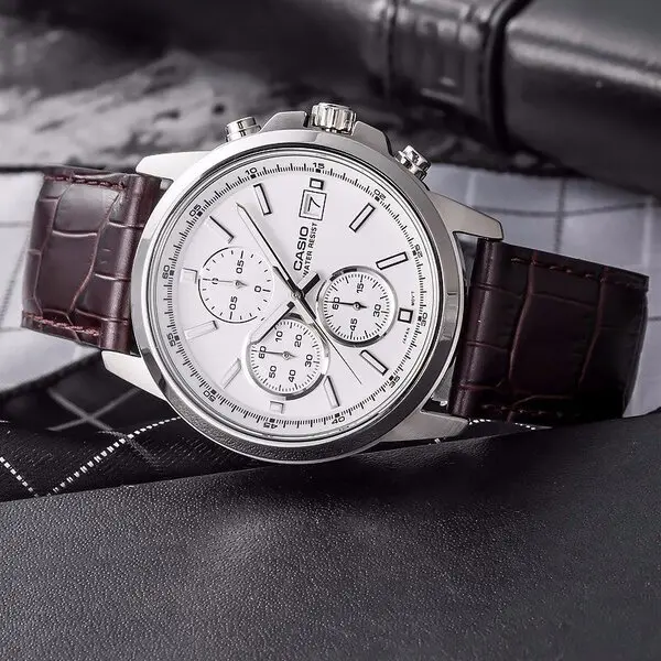 Casio Edifice Analog Chronograph Leather Strap Watch