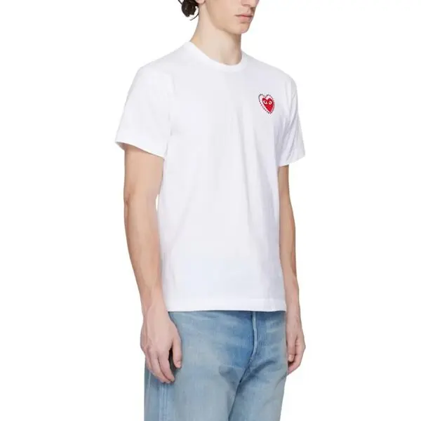 Play Comme Des Garcon Ss25 Metalstone Heart T-shirt 'white Red
