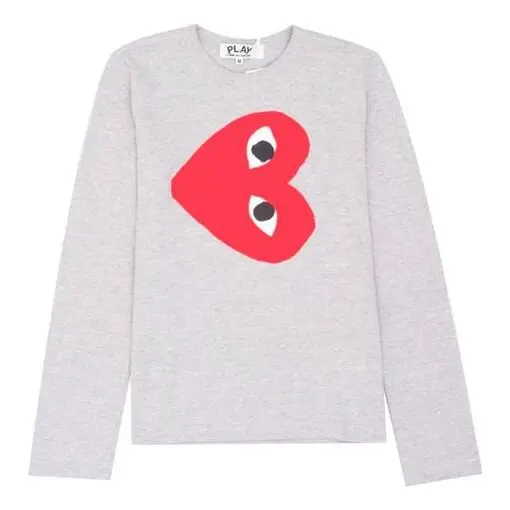 Play Comme Des Garcon Side Heart Logo Long Sleeve T-shirt - Grey