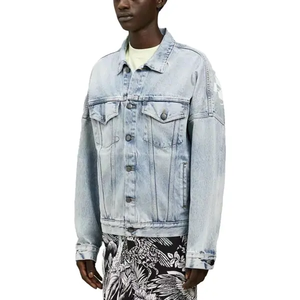Palm Angels Ss23 Back Logo Denim Jacket - Light Blue