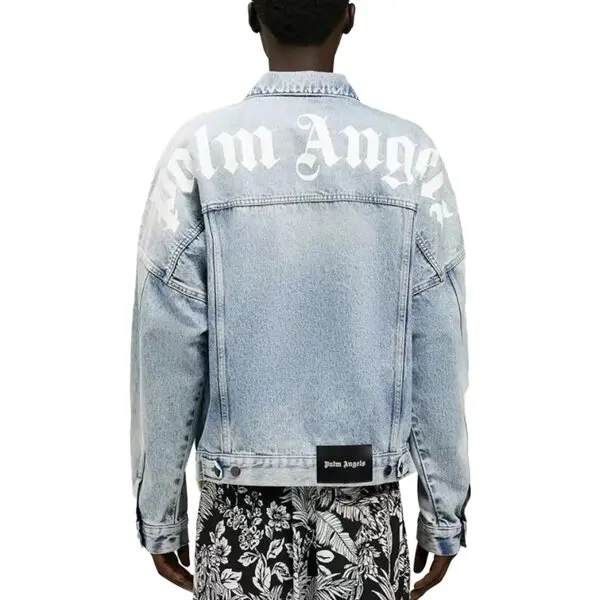 Palm Angels Ss23 Back Logo Denim Jacket - Light Blue
