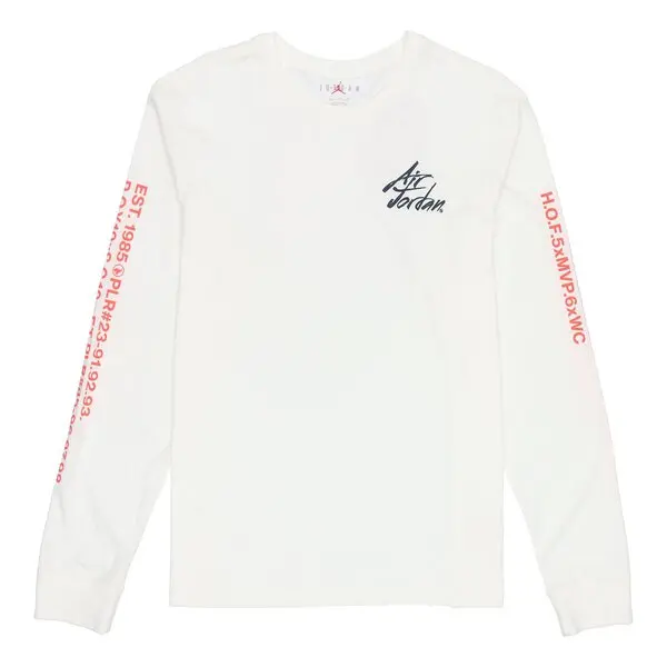 JORDAN Embroidered Alphabet Printing Casual Sports Round Neck Long Sleeves - White