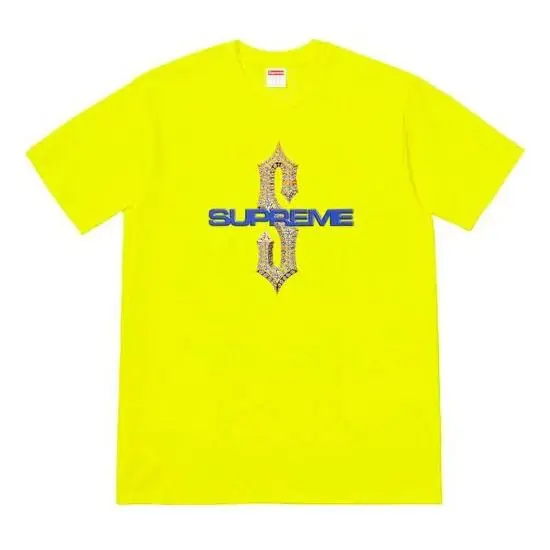 Supreme Ss18 Diamonds Tee Bright Diamond Printing Short Sleeve - Yellow
