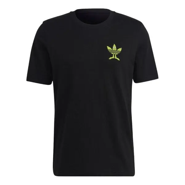 Adidas Logo Printing Round Neck Sports Short Sleeve Japanese Version Black T-shirt