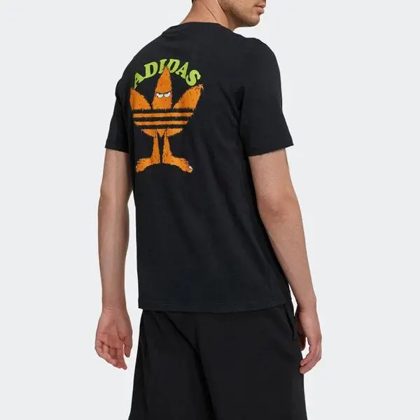 Adidas Logo Printing Round Neck Sports Short Sleeve Japanese Version Black T-shirt
