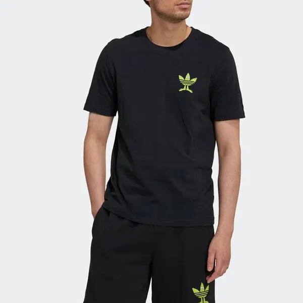 Adidas Logo Printing Round Neck Sports Short Sleeve Japanese Version Black T-shirt - Default Color