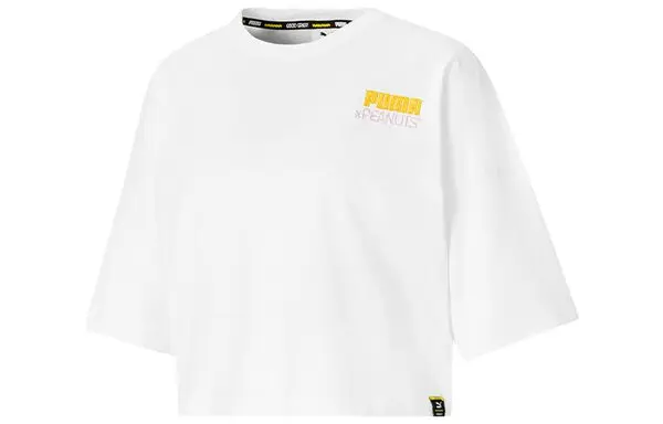 PUMA X Peanuts Embroidery Logo Crewneck Cropped Short Sleeve Top