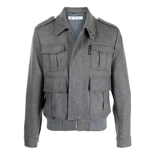 Off-White Logo Embellished Utility Jacket - Grey