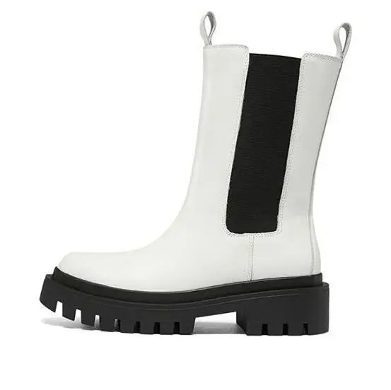 Sketchers Low Notch Chelsea Boot - White/black