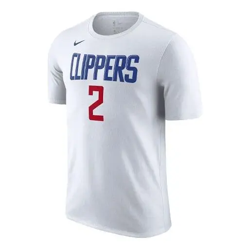 Nike Nba Basketball Sports Printing Short Sleeve Los Angeles Clippers Leonard No. 2 White T-shirt - Multi-color