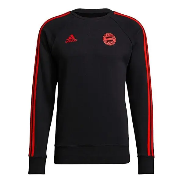 Adidas Fcb Swt Top Logo Printing Contrasting Colors Stripe Soccer/football Sports Black - Multi-color