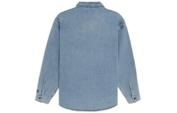 LI-NING Skateboard Series Logo Embroidered Loose Washed Denim Shirt