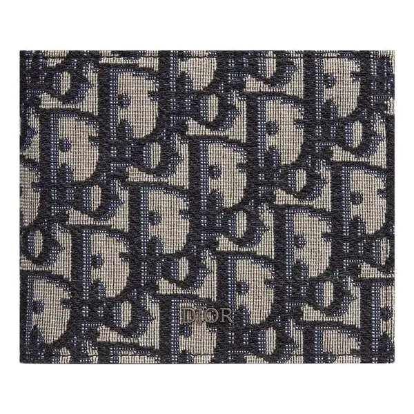Dior Compact Wallet 'beige Black Oblique Jacquard - Beige/black/oblique Jacquard