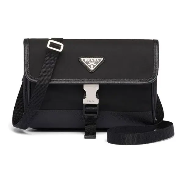 Prada Saffiano Logo-plaque Smartphone Holder 'black - Black/silver