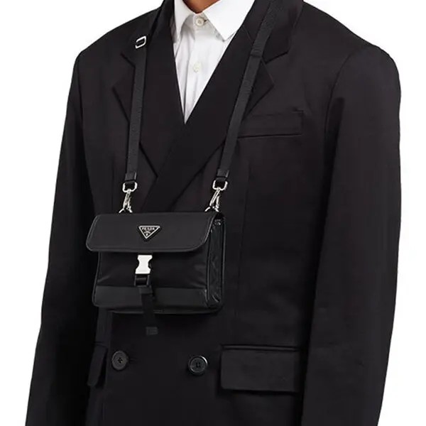 Prada Saffiano Logo-plaque Smartphone Holder 'black