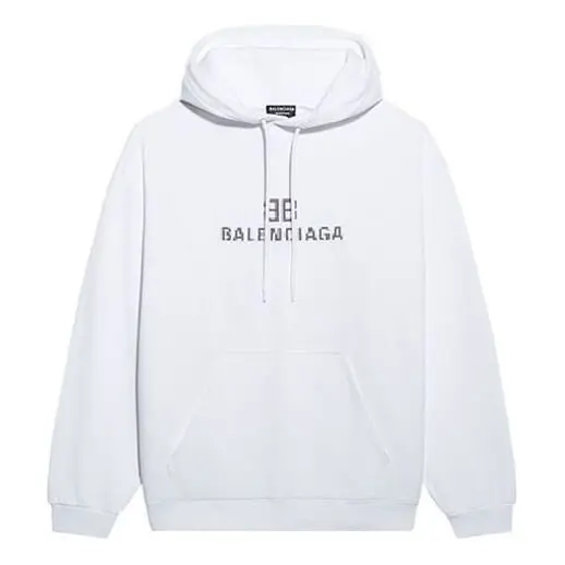 Balenciaga Bb Pixel Medium Fit Hoodie - White